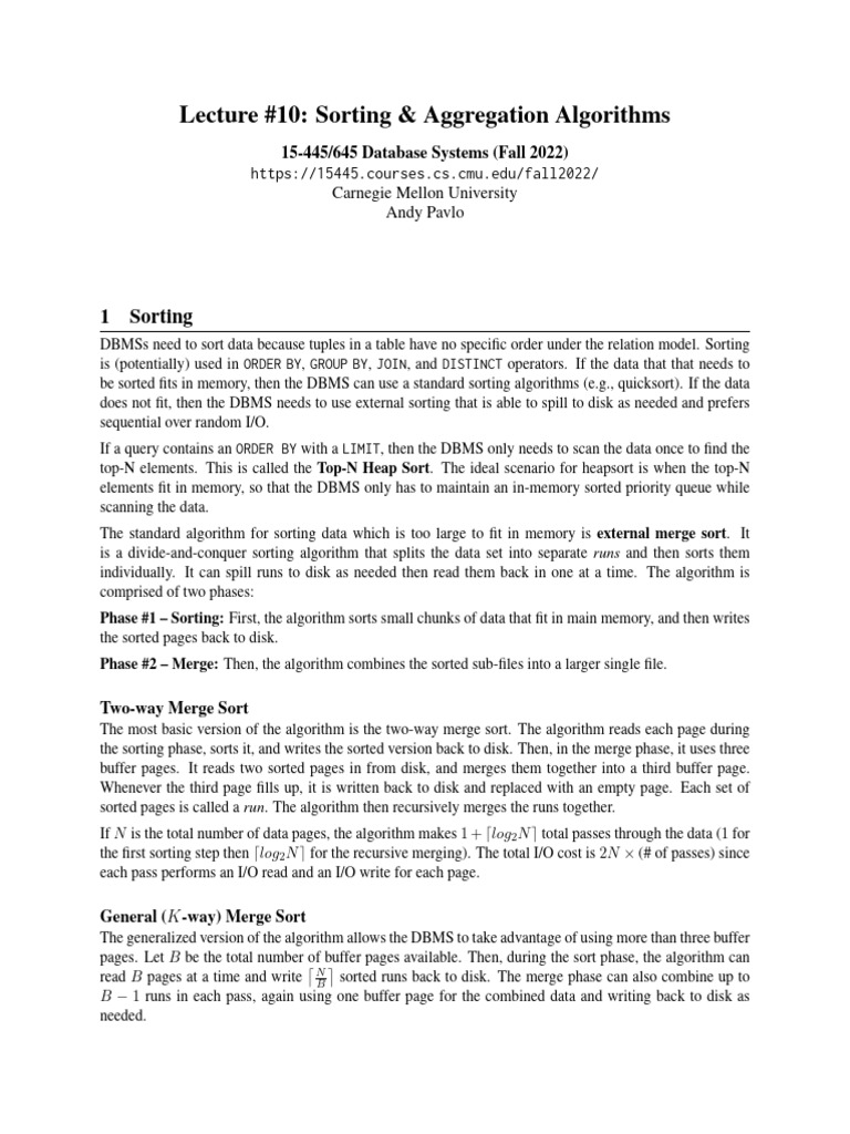 10 Sorting | PDF | Databases | Database Index