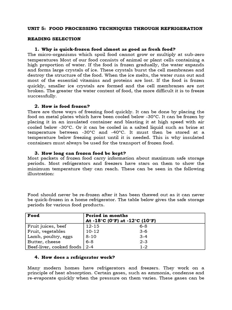 Chap 5 Food Processing Techniques Through Refrigeration | PDF ...