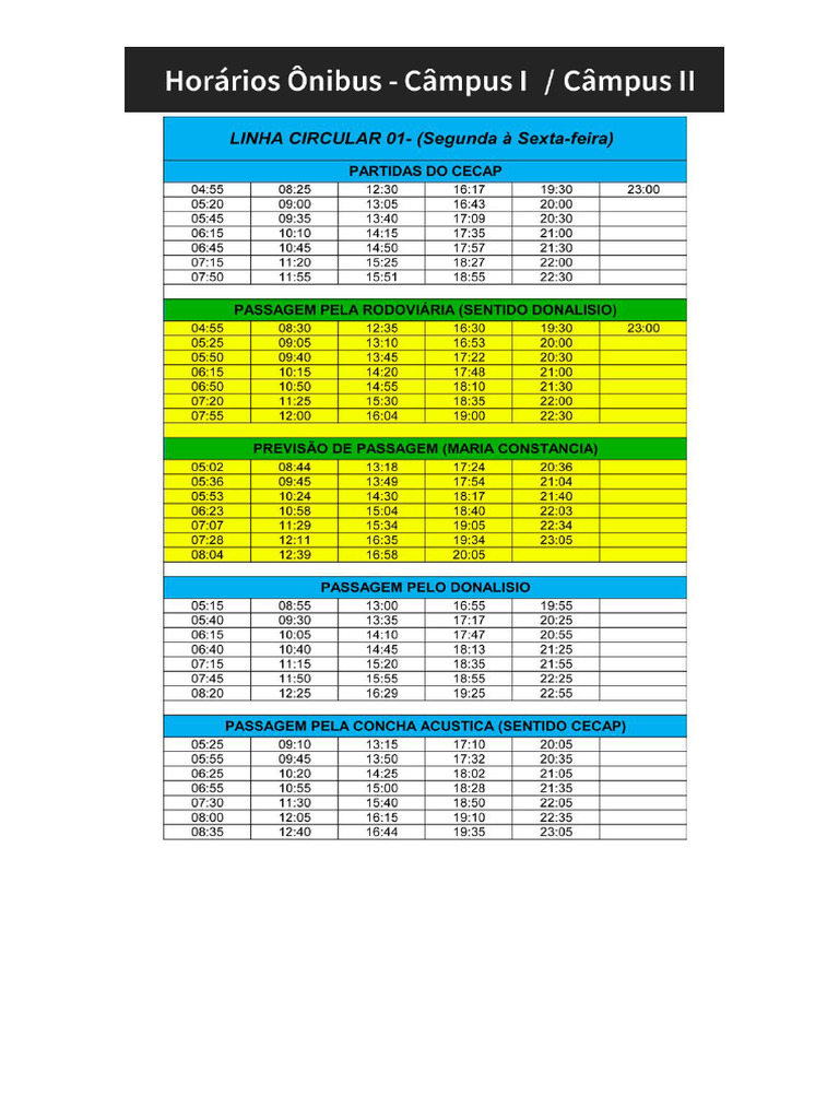 Horarios Onibus | PDF