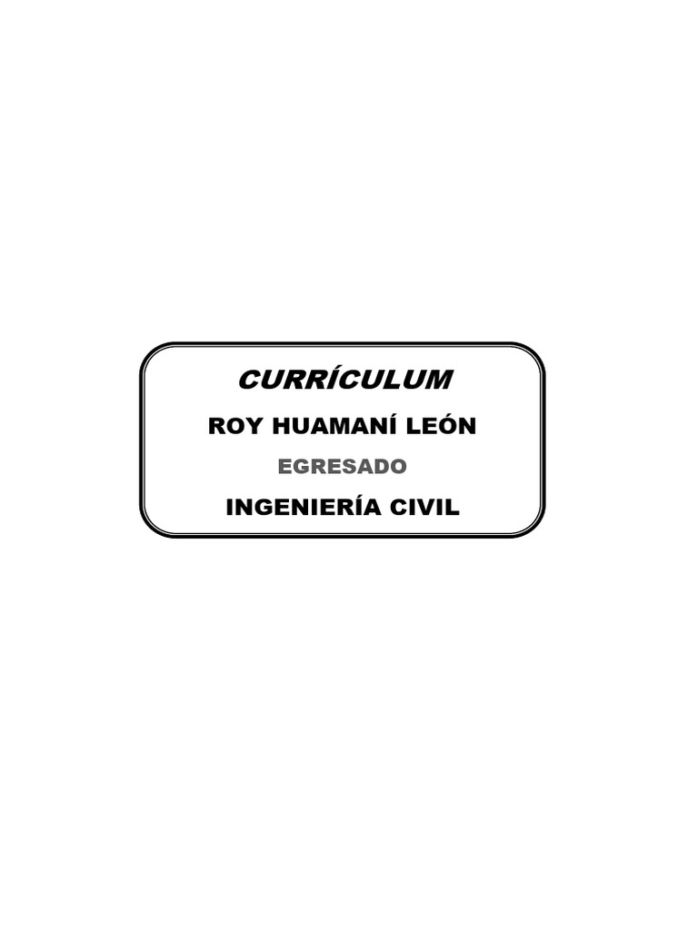 Curriculum Vitae - Roy H. L. - Documentado | PDF | Diseño | Ingeniería estructural