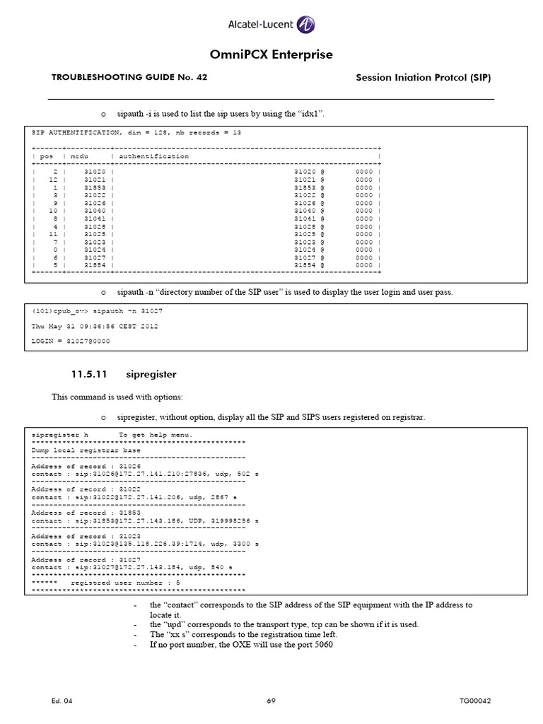 OmniPCX SIP Troubleshooting Guide | PDF | Session Initiation Protocol | Port (Computer Networking)