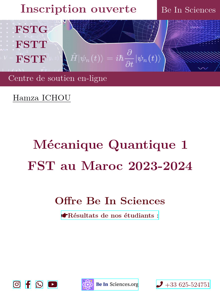 Mécanique Quantique 1 TD Potentiels Carrés | PDF | Réflexion (physique ...