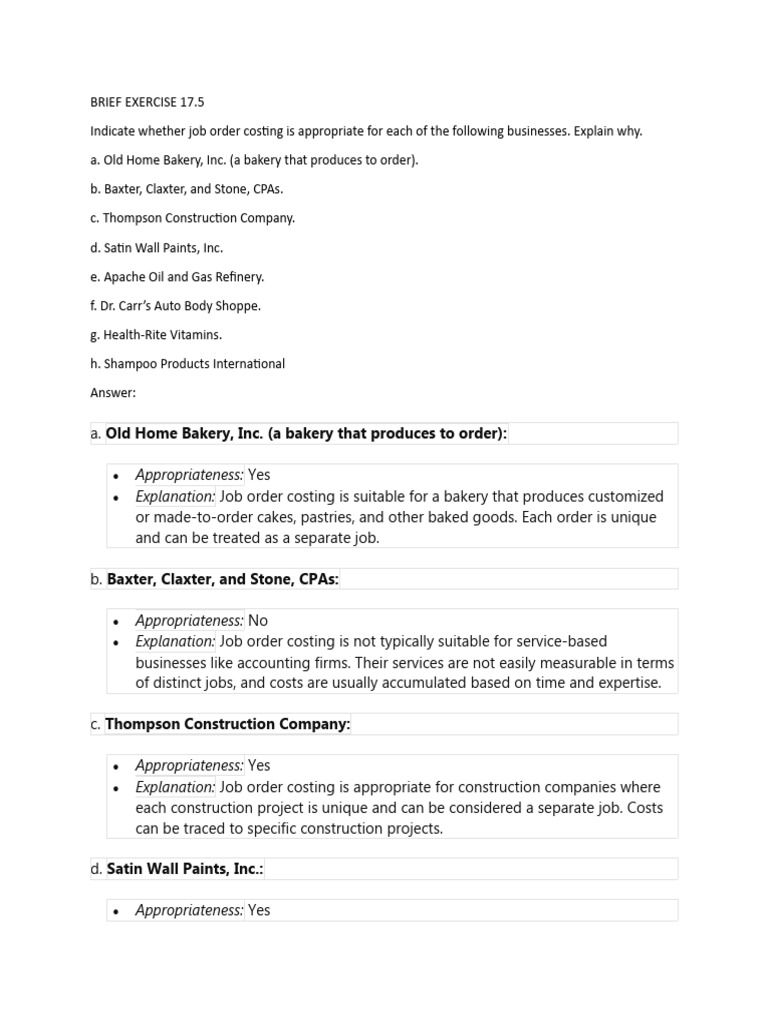 Brief Exercise 17.5 | PDF | Bakery