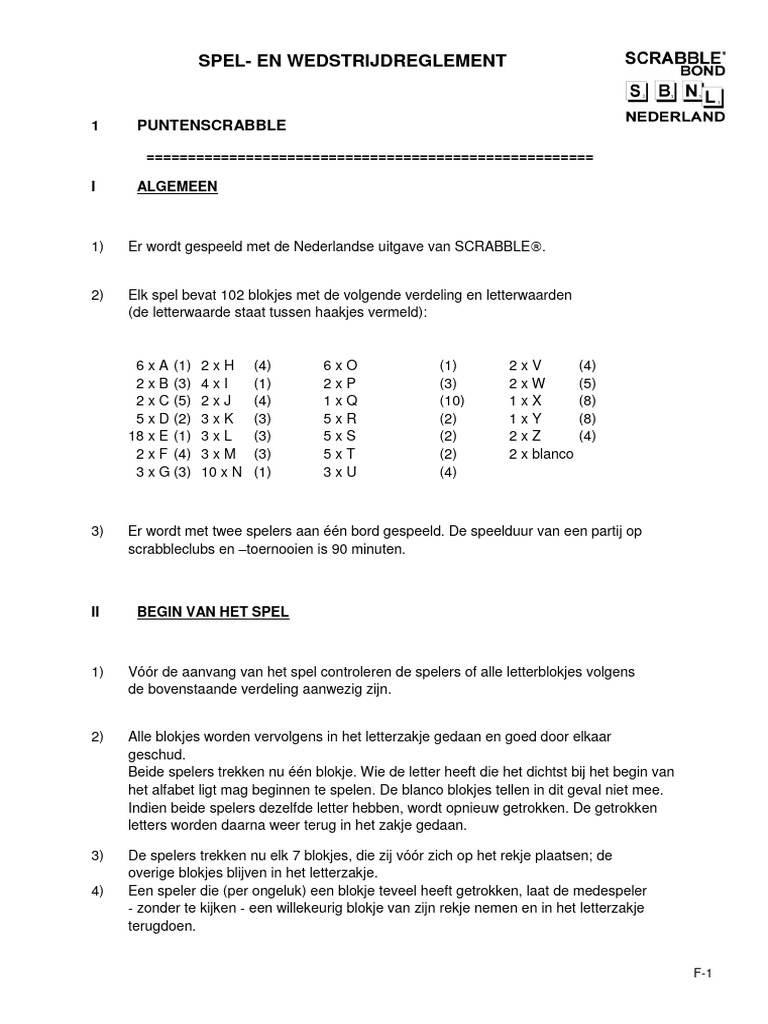 Spelregels Scrabble | PDF