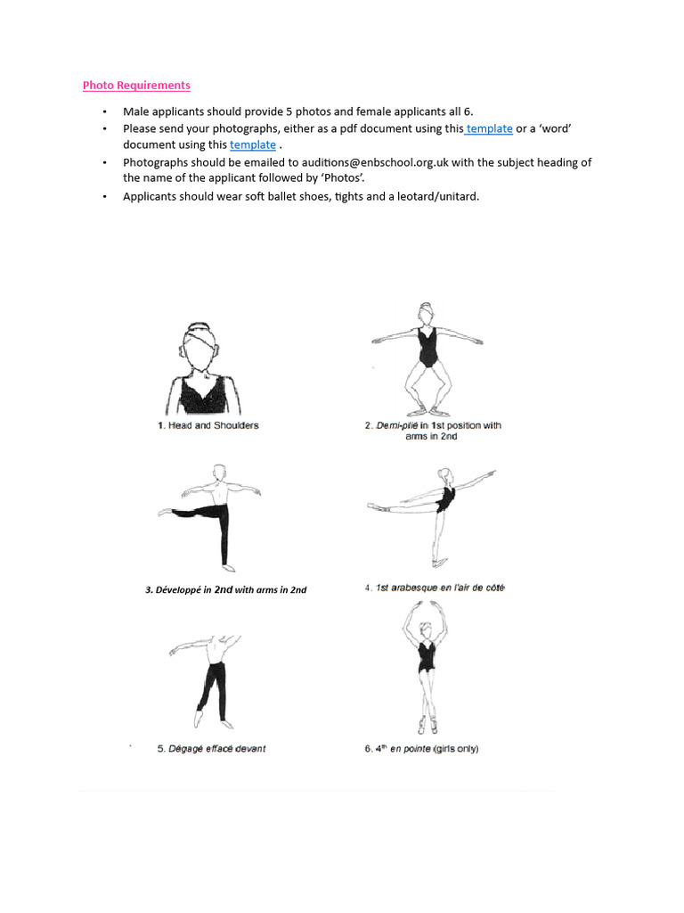 Ballet Audition Photo Guidelines | PDF