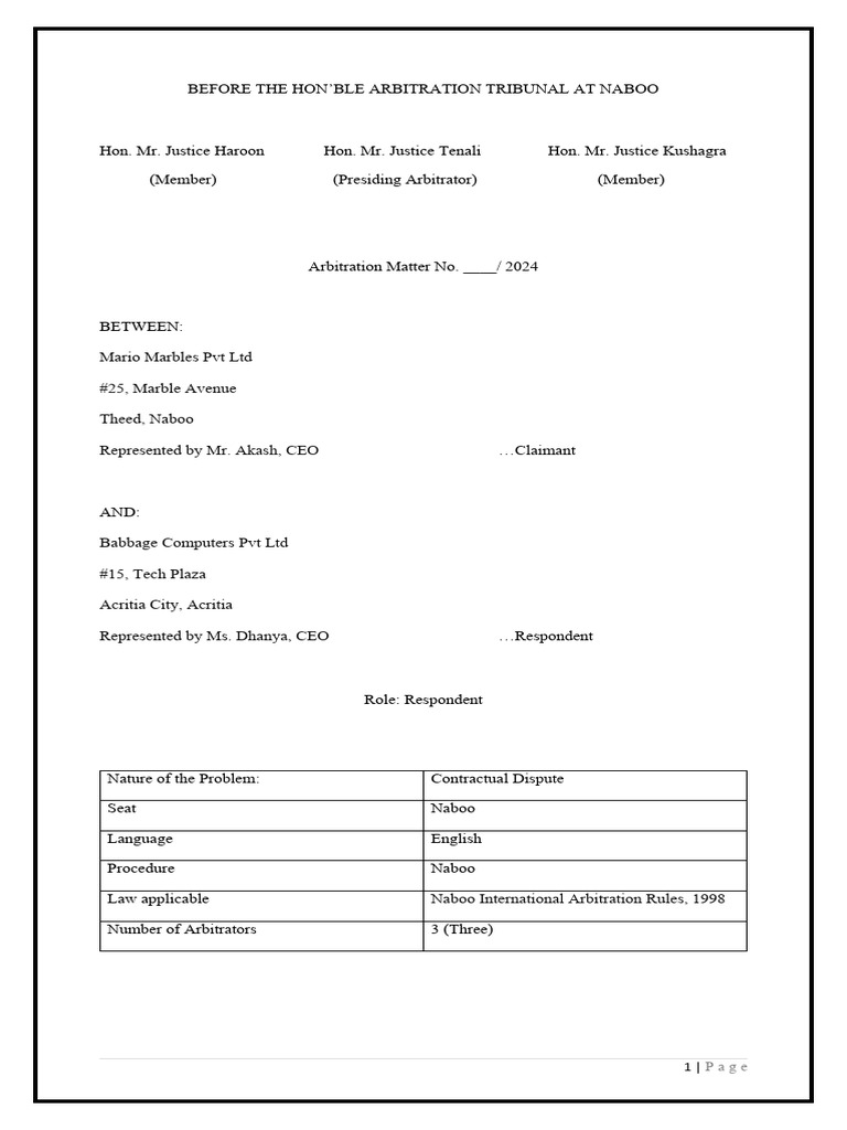 Statement of Defence | Download Free PDF | Arbitration | Justice