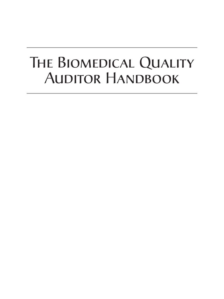 The Biomedical Quality Auditor Handbook Sampler | PDF | Audit | Federal ...