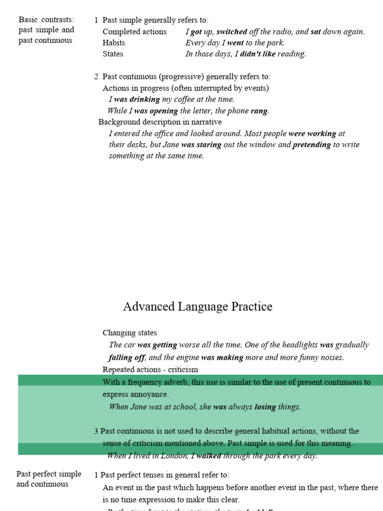 past,tenses theory | PDF | Grammatical Tense | Languages