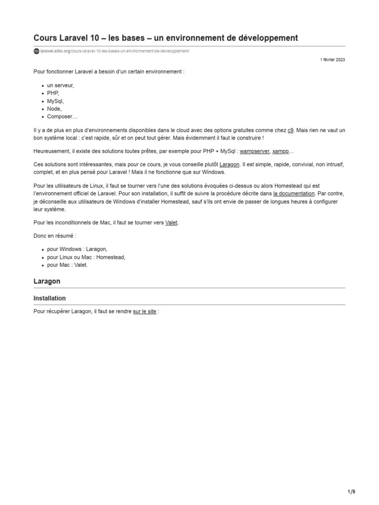 "Configurer Laravel: Guide Essentiel" | PDF | PHP | MySQL