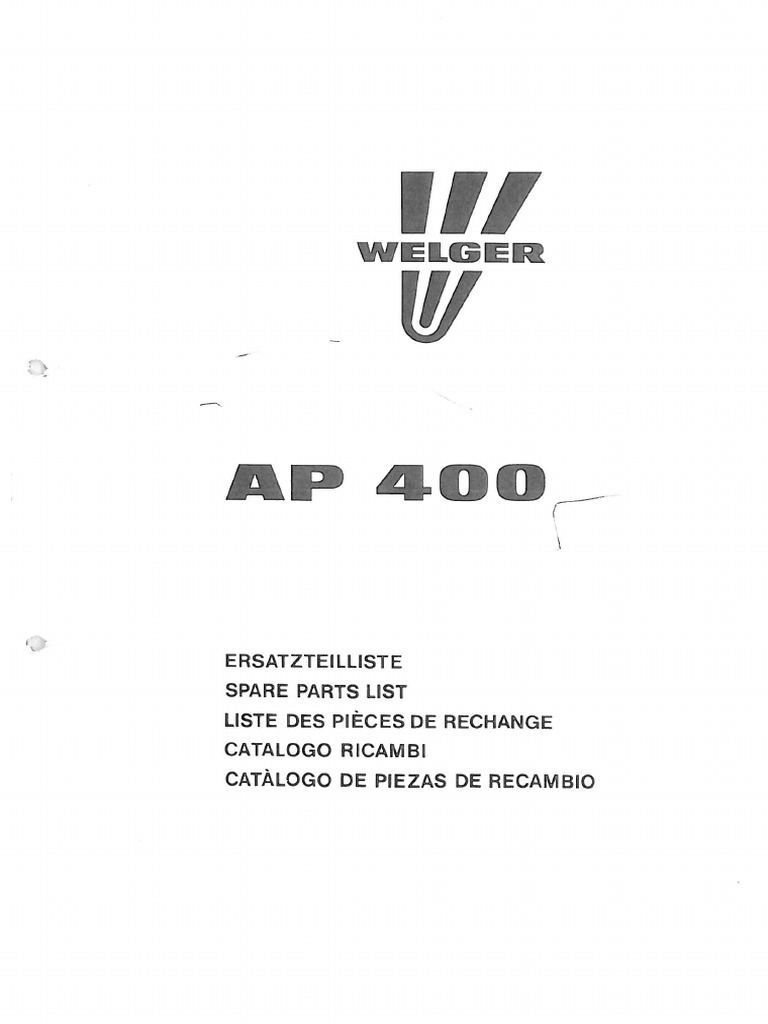 Welger AP 400 Parts Catalog | PDF