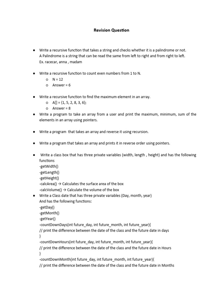 Review Quesions 5 12 | PDF | Pointer (Computer Programming) | Matrix (Mathematics)