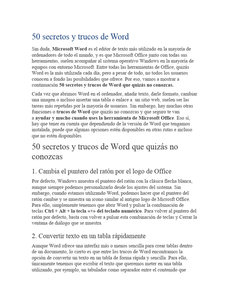50 Secretos y Trucos de Word | PDF | Microsoft Word | Archivo de computadora