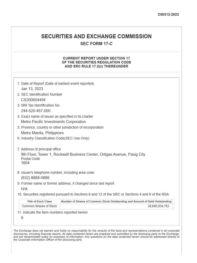 MPIC-Clarification of News Reports | PDF | Securities (Finance) | U.S. Securities And Exchange ...