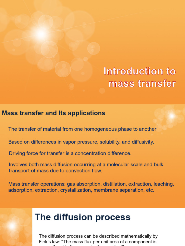 Introduction To Mass Transfer | PDF | Diffusion | Gases