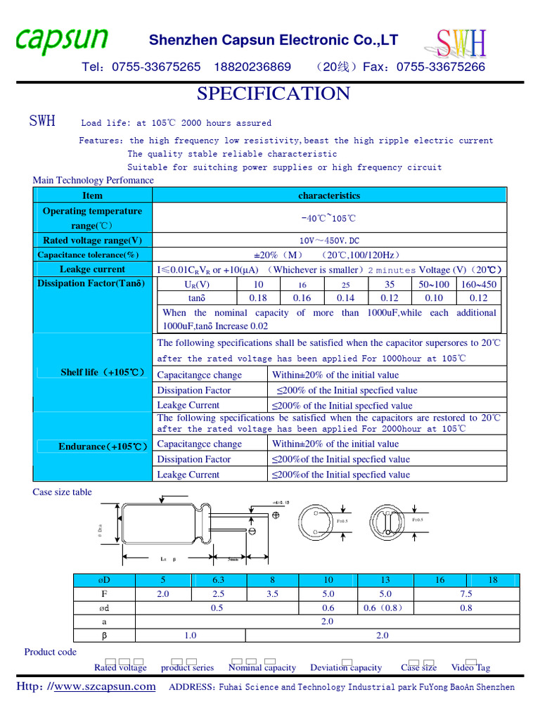 CRVR-380 Capacitor Specifications | PDF | Capacitor | Capacitance