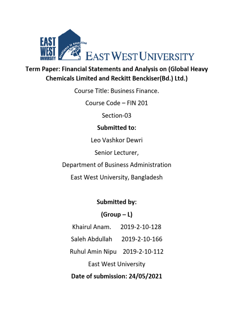 Fin 201 Term Paper (Group L) | PDF | Equity (Finance) | Leverage (Finance)