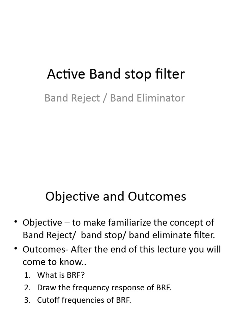 Active Band Stop Filter-1 | PDF | Technology & Engineering