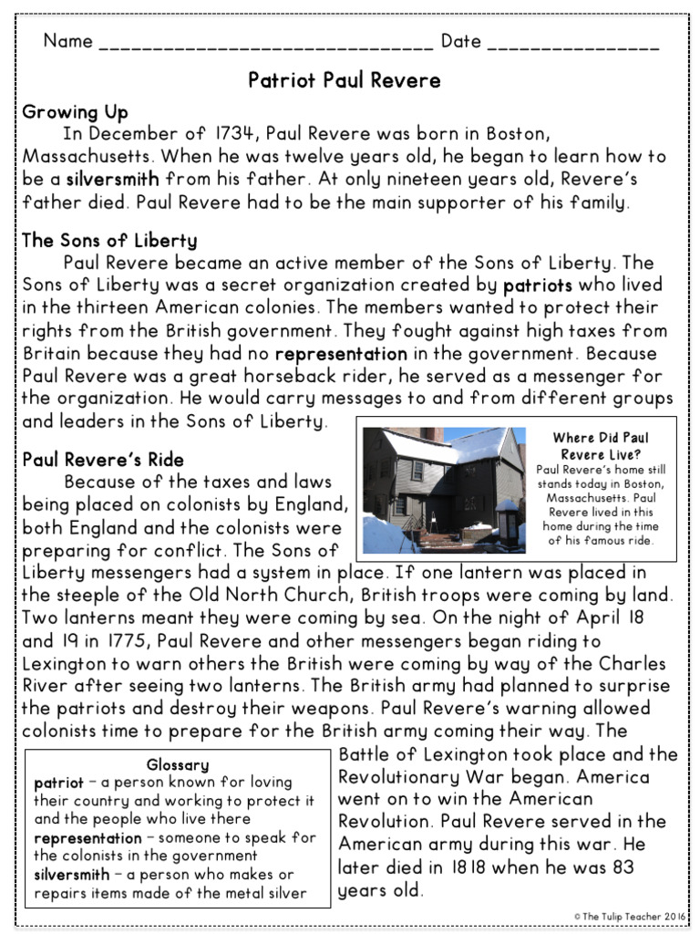 Patriot Paul Revere and Dear Thomas Presentation | PDF | American ...