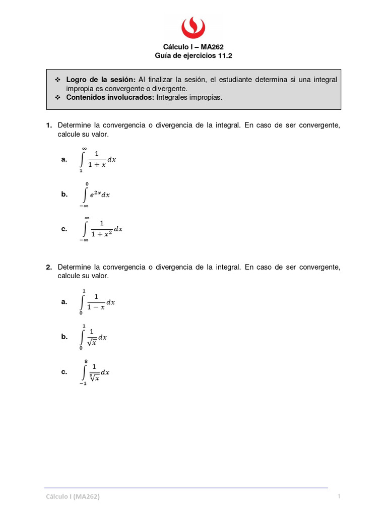 MA262 - Guía de Ejercicios - 11.2 | PDF | Análisis matemático | Cálculo
