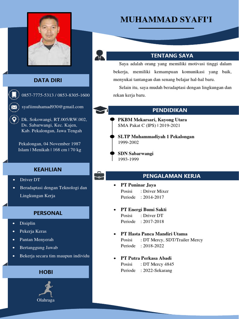 CV Dan Lamaran Muhammad Syafi'i | PDF