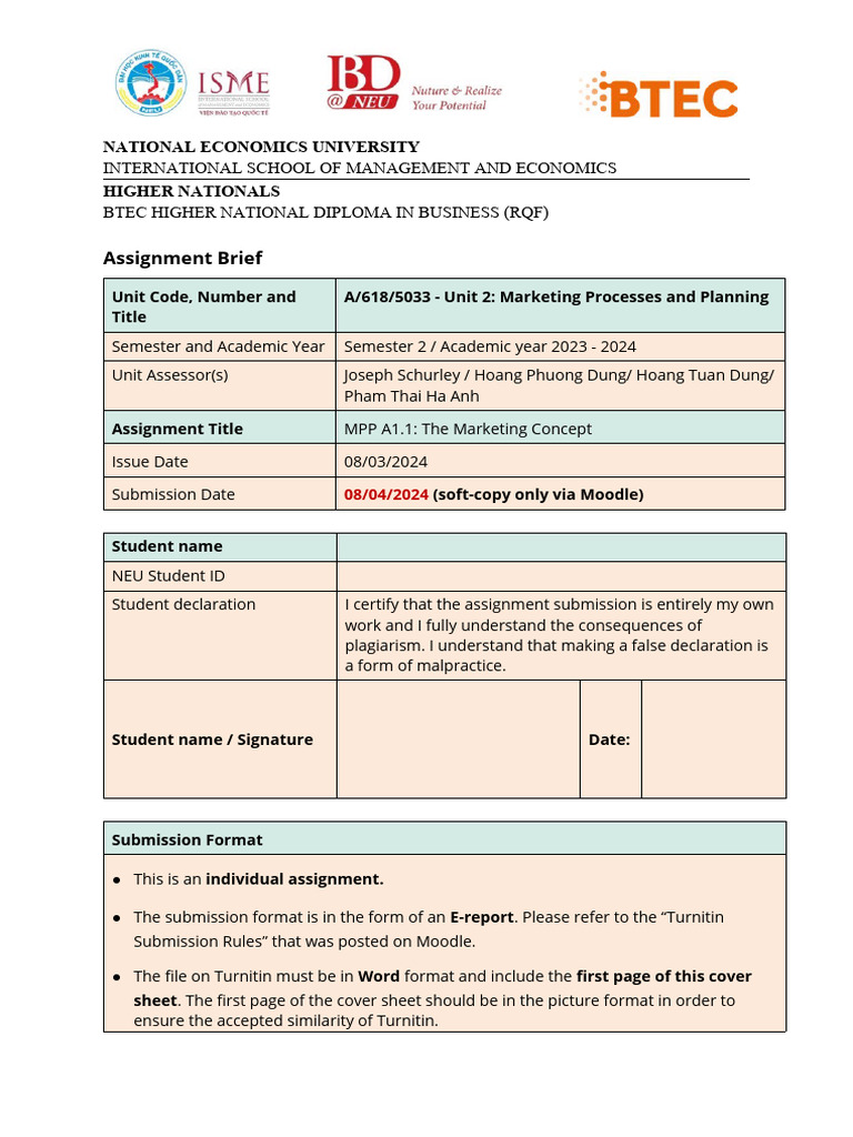 Assignment Brief MPP A1 | PDF | Marketing | Benchmarking
