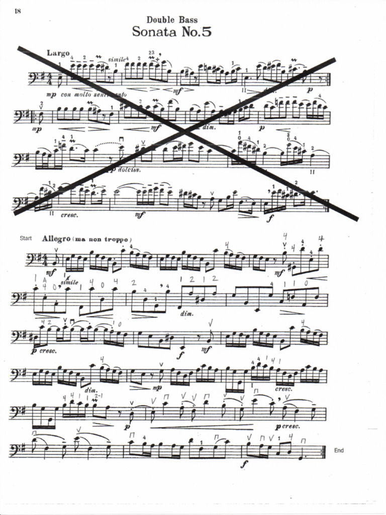 Vivaldi Sonata No. 5 Mvt. 2 - Bass With Markings | PDF