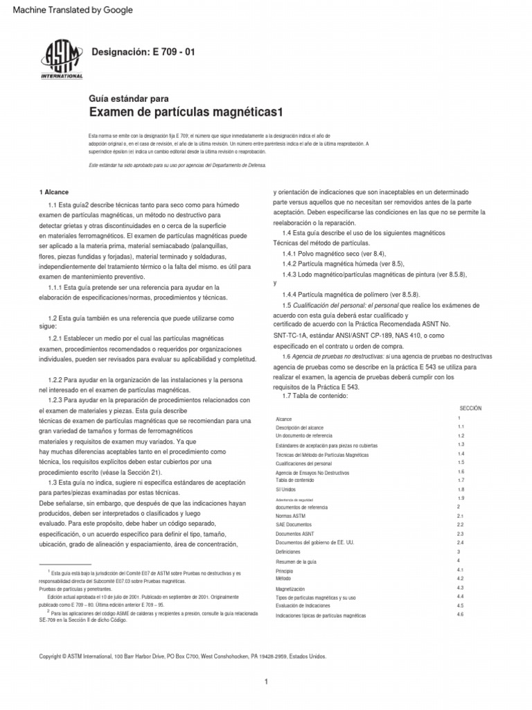 ASTM E709 01 STANDARD GUIDE Mag Part Exam | PDF | Imán | Campo magnético