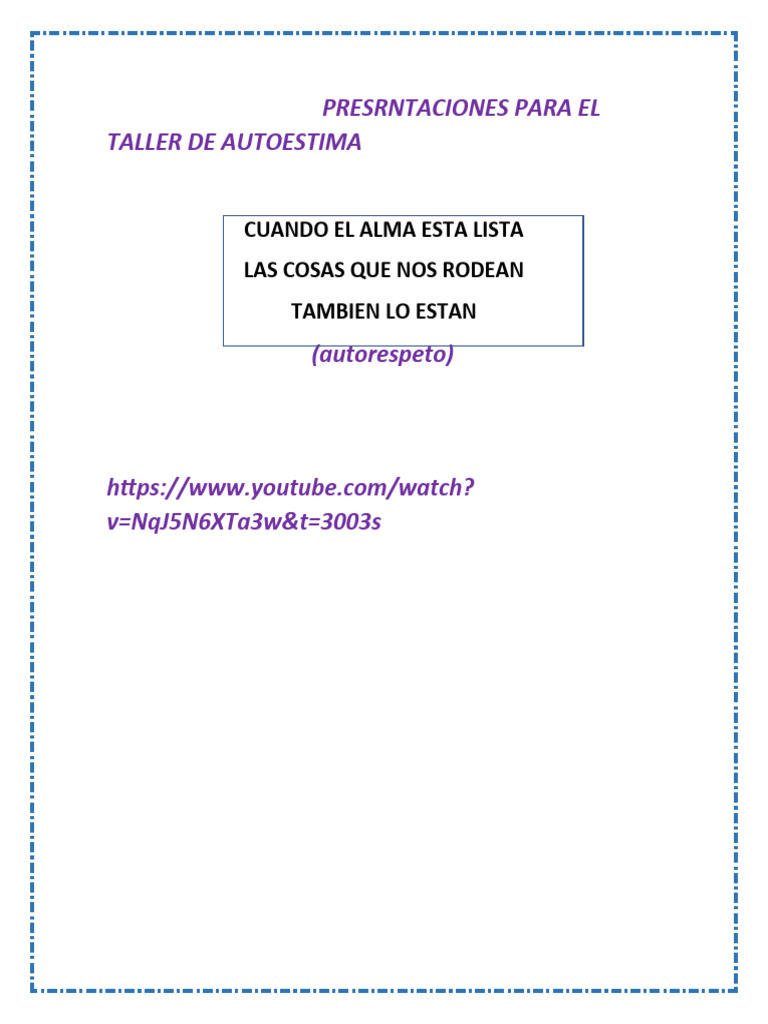 Presrntaciones para El Taller de Autoestima | PDF | Autoestima | Amor