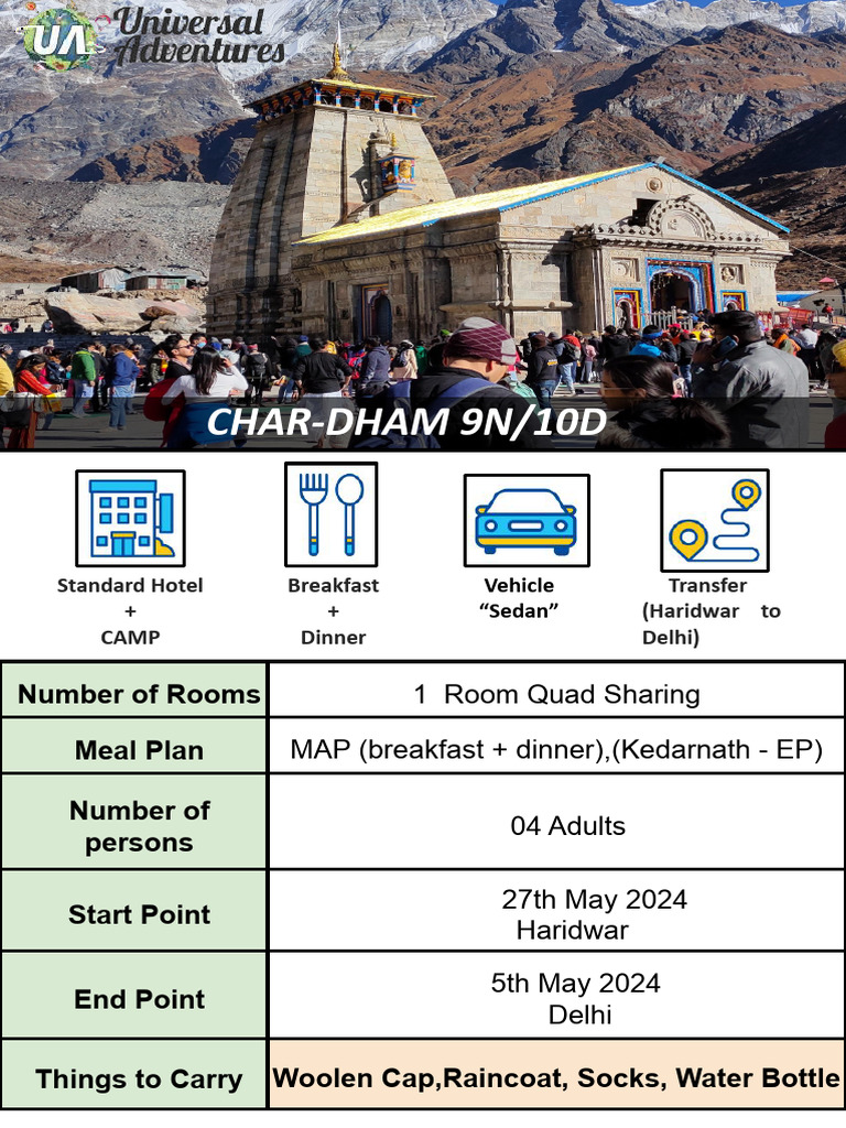 Char Dham (9n10d) May 2024arjun Kadam | PDF