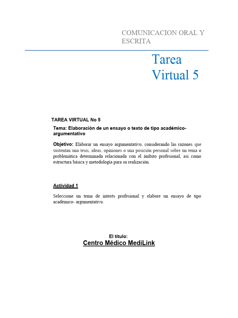 MC Tarea Virtual 5 | PDF | Hospital | Ensayos