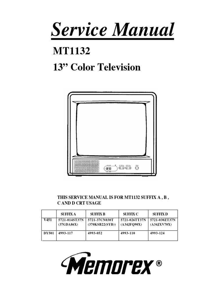TV MEMOREX MODELO Mt1132-Admiral Atv-1950 | PDF | Voltage | Amplifier