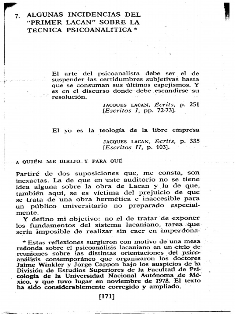 Braunstein Psiquiatria Teoria Del Sujeto y Psicoanalisis 171 241 | PDF | Psicanálise