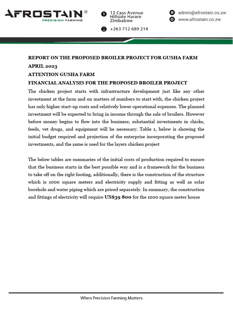 Broilers - Cashflow and Budget | PDF | Investing | Budget