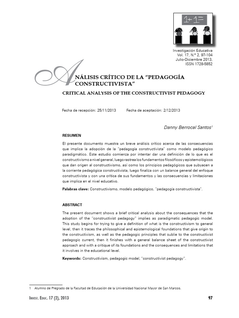 Berrocal (2013) - Análisis Crítico de La Pedagogía Constructivista ...