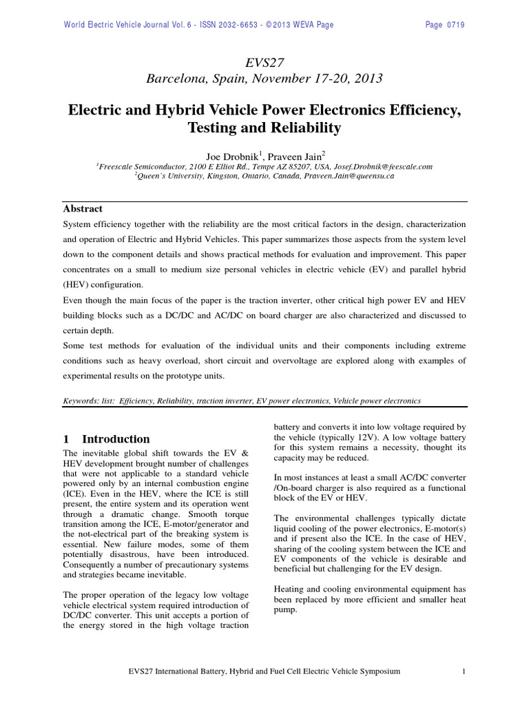 Electric and Hybrid Vehicle Power Electronics Effi | PDF | Power Inverter | Electric Motor