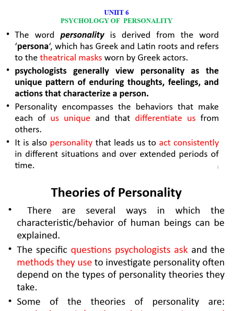 Psychology of Personality Theories | PDF | Id | Oedipus Complex