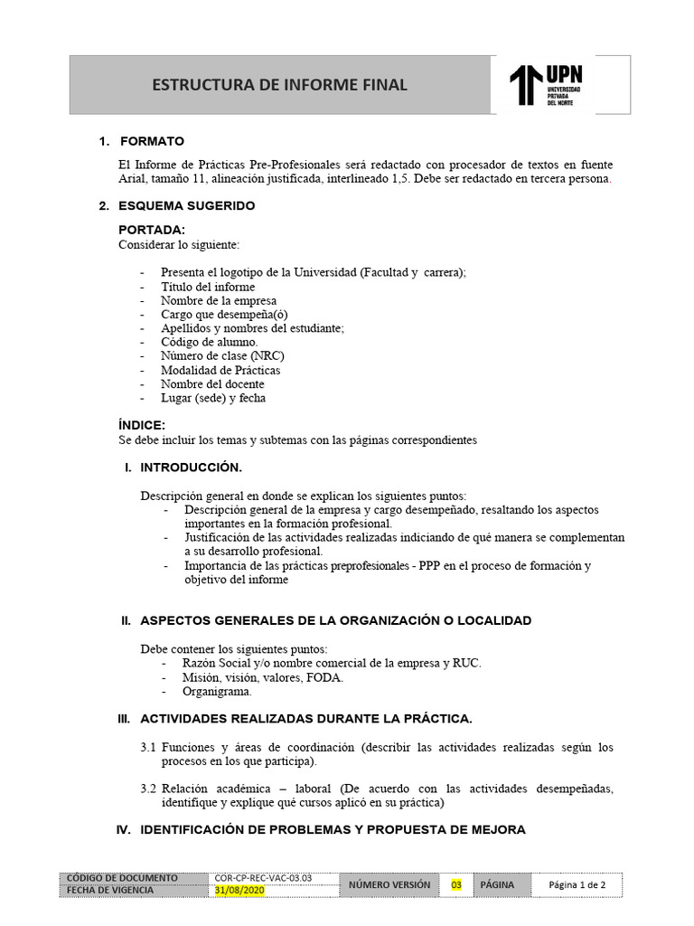 INVE.1401.EF - Estructura Informe Final PPP - Actualizado 2024 | PDF | Business