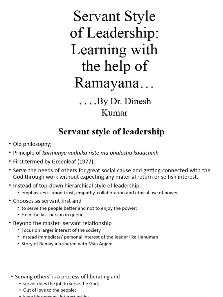 Servant Style of Leadership-Learning With The Help of Ramayana | PDF