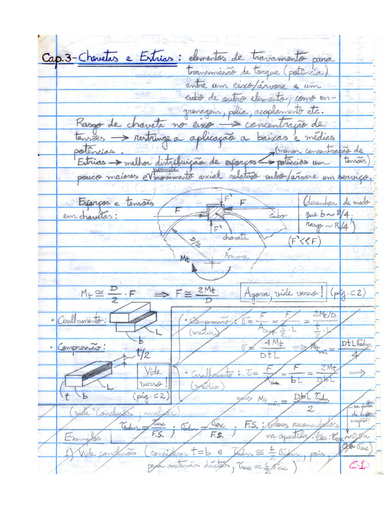 Chavetas e Estrias - Notas de Aula | PDF