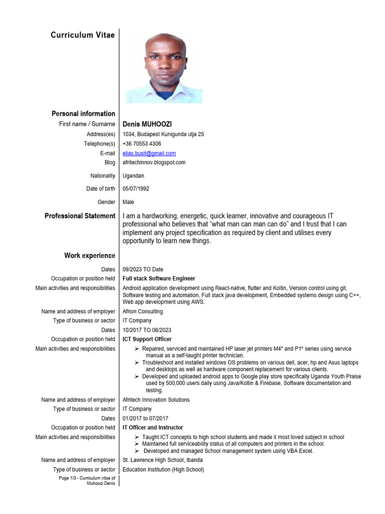 MUHOOZI DENIS DEvD | PDF | Application Software | Android (Operating ...