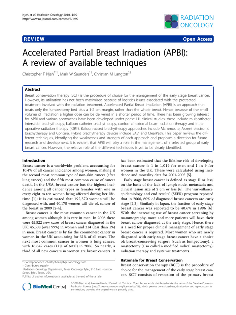 APBI | Download Free PDF | Radiation Therapy | Breast Cancer