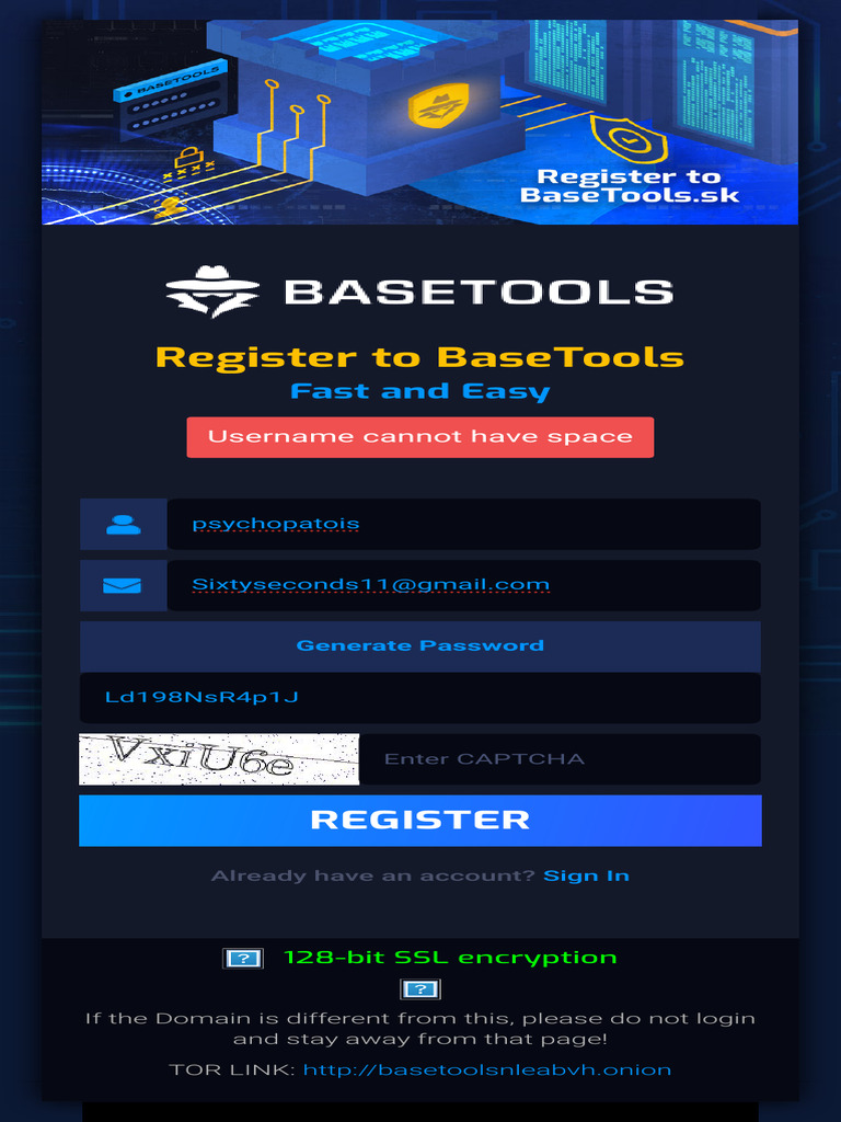 BaseTools - Sign Up | PDF