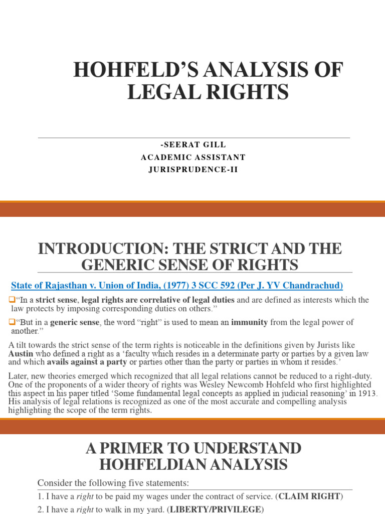 Hohfeld's Analysis - Jurisprudence II | Download Free PDF | Common Law ...