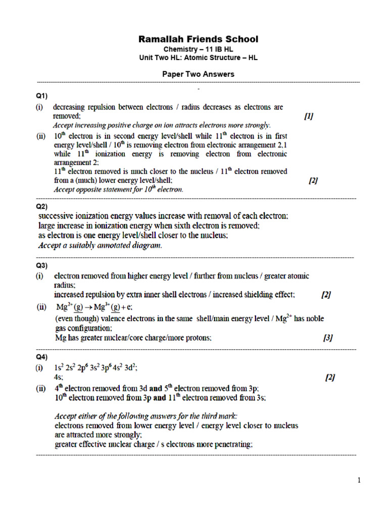 Unit 2 Paper Two HL Answers 2 | PDF