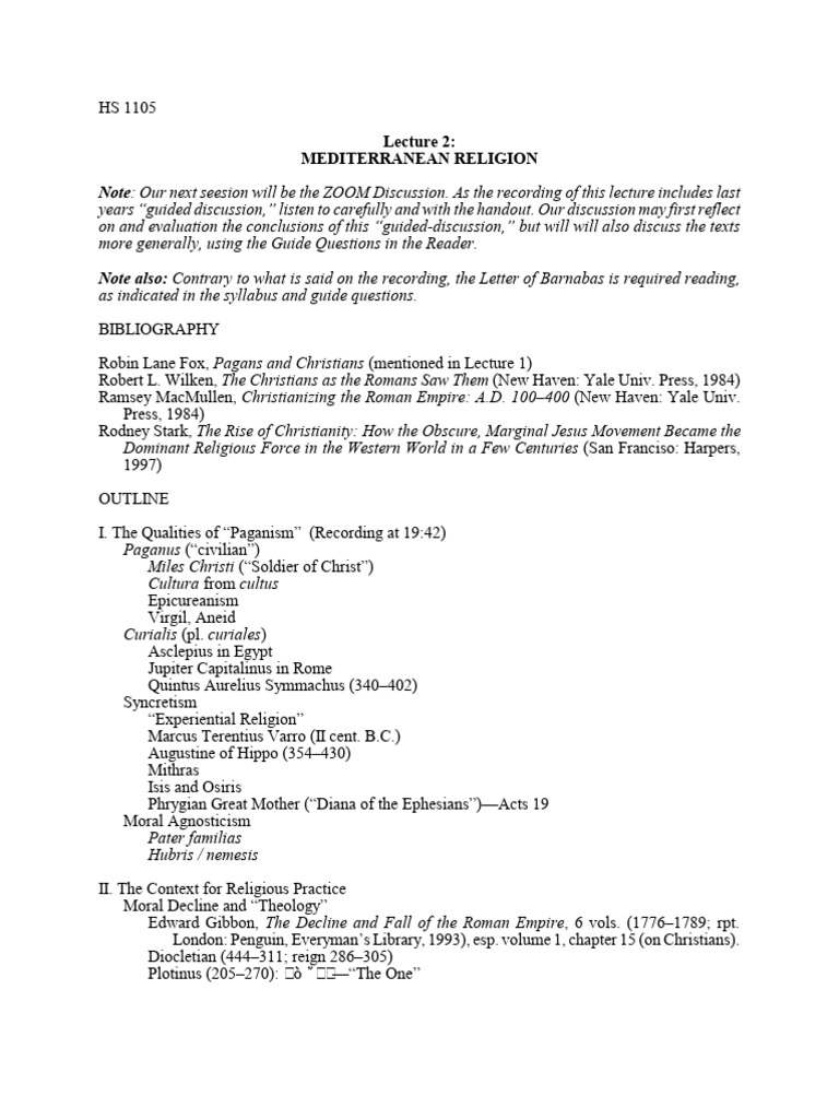 02-HS1105 - Outline | PDF | Apollo | Paganism