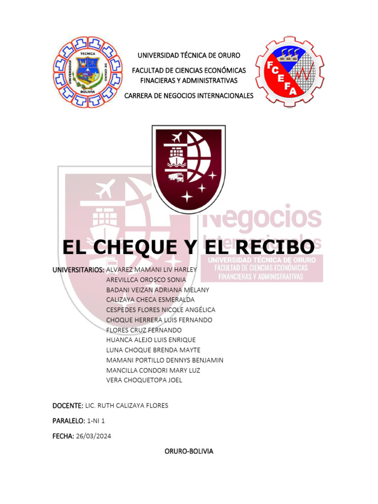 Tipos y Uso de Cheques en Bolivia | PDF | Cheque | Bancos
