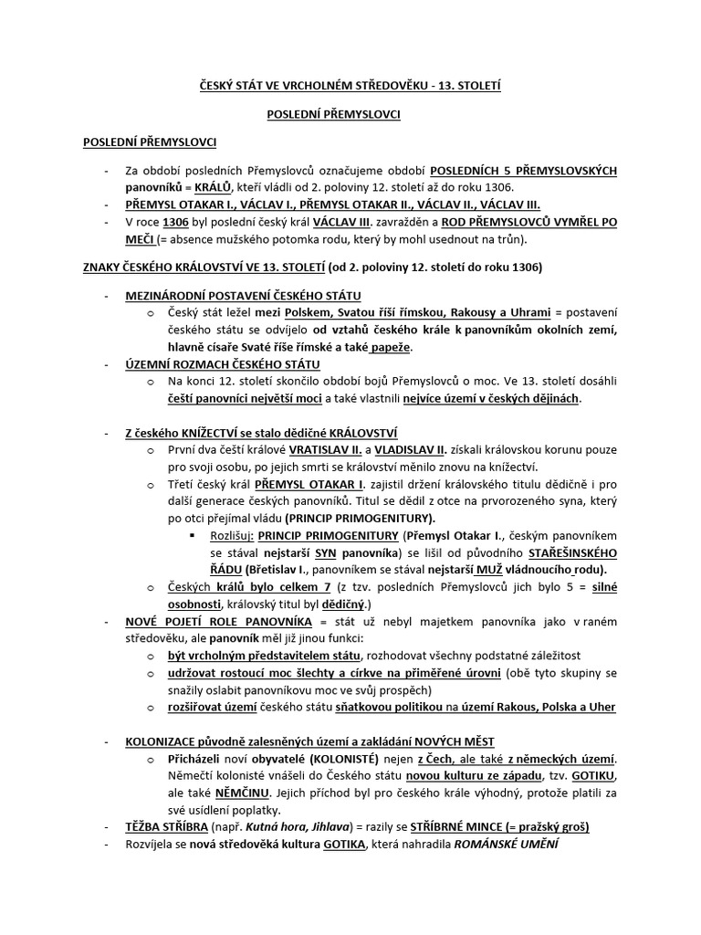 CESKY STAT VE VRCHOLNEM STREDOVEKU (2023, 2. Rocnik) | PDF