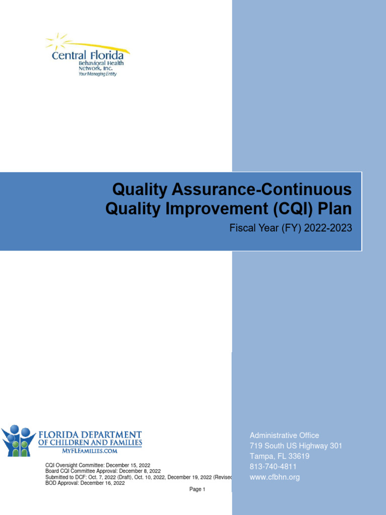 Quality Assurance Cqi Plan Fy 22 23 Final 12.16.2022 | PDF | Mental Disorder | Substance Use ...