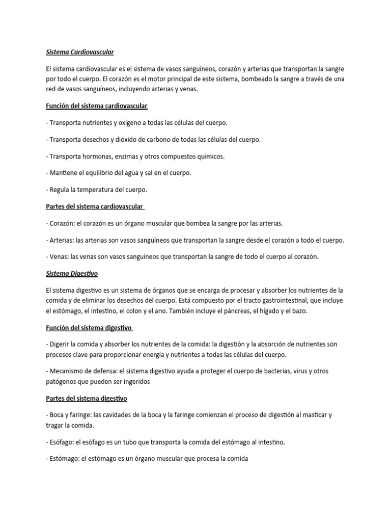 Sistemas Del Cuerpo Humano | PDF | Digestión | Sistema urinario