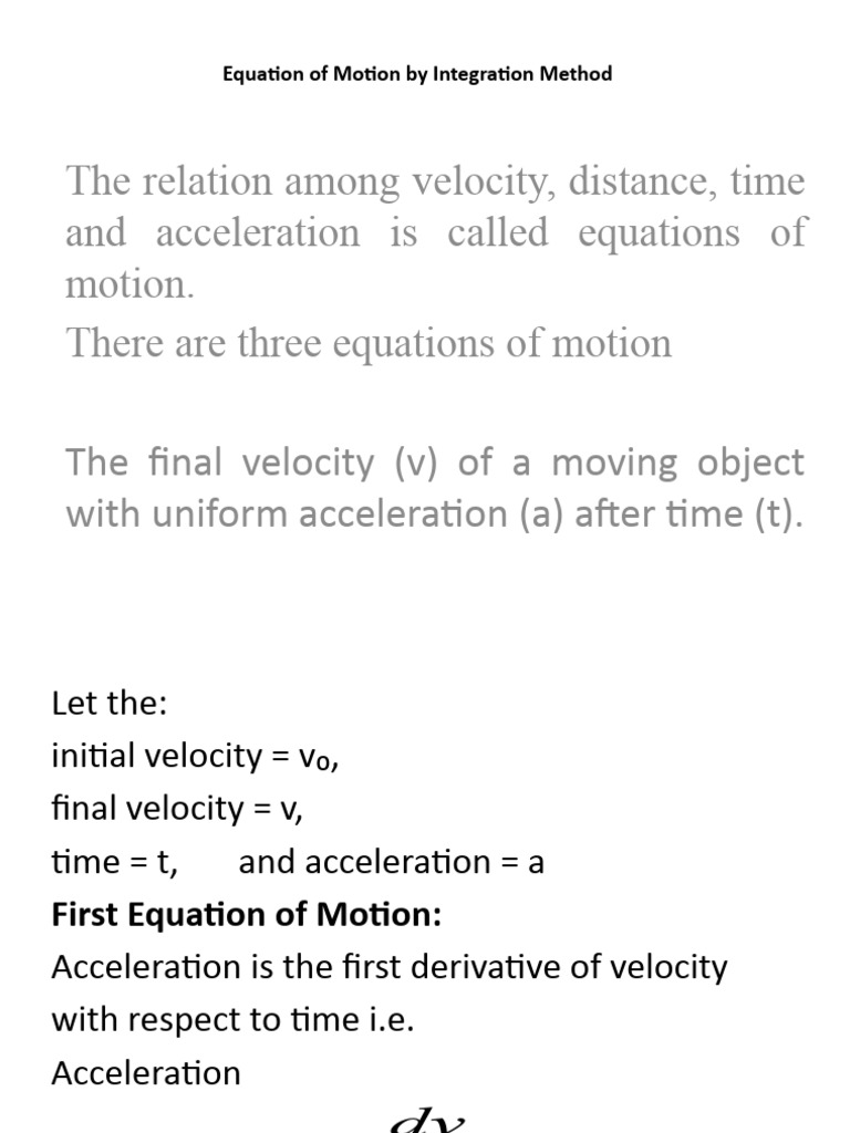 Eqn of Motion | PDF | Acceleration | Velocity